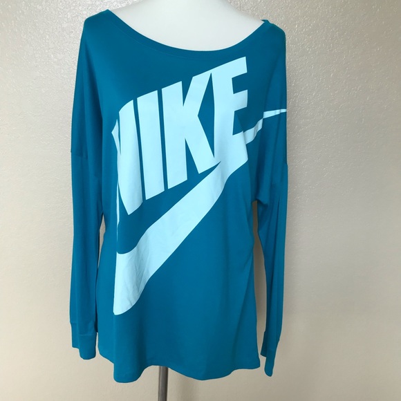 Nike | Tops | Nwt Nike Womens Teal Freestyler Longsleeve Logo | Poshmark